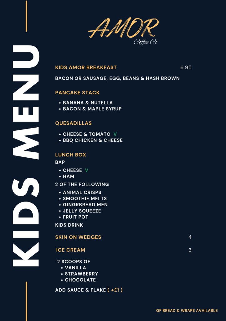Amor Menus – Amor Coffee Company
