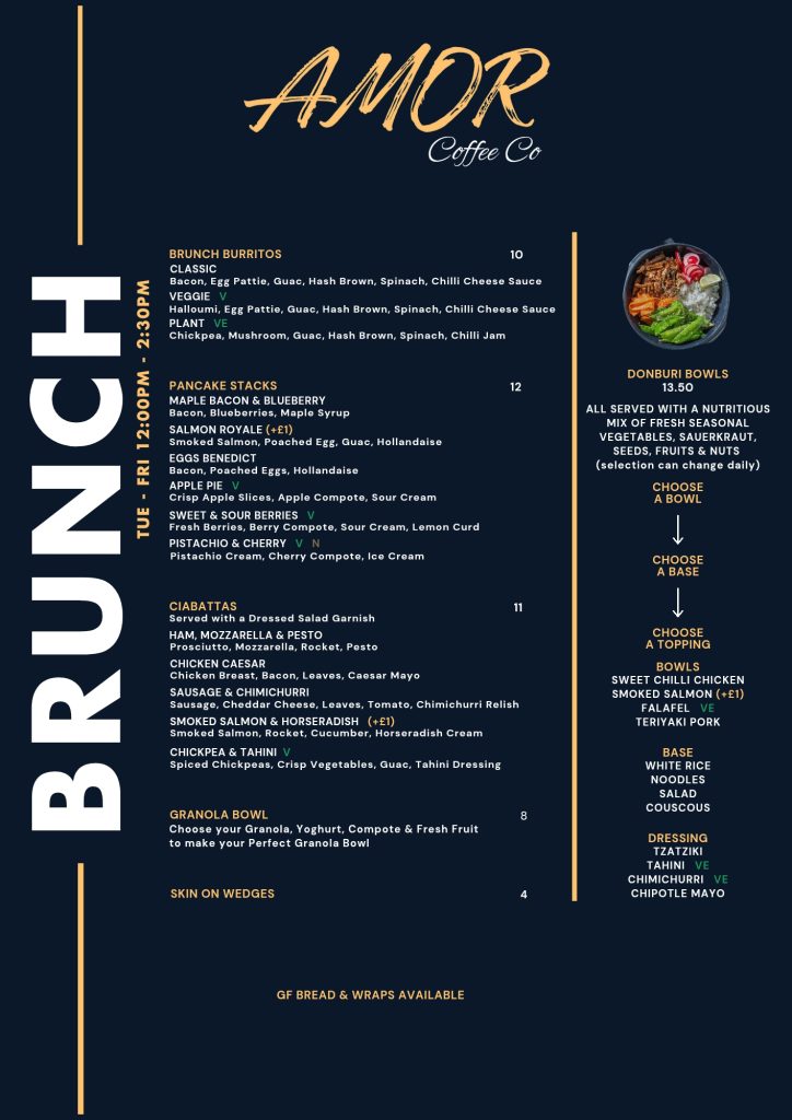 Amor Menus – Amor Coffee Company